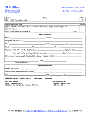 Fillable Online GMP Trainers Survival Kit Fax Email Print - pdfFiller