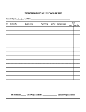 Fillable Online dbhpsdde ac STUDENTS PENDING LIST FOR RESULT AND MARK ...