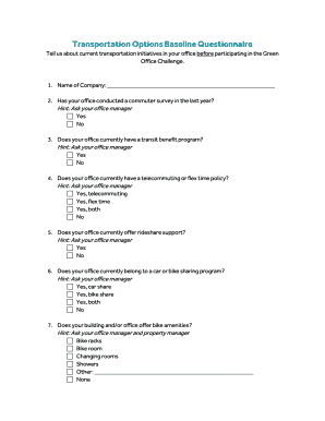 Fillable Online Transportation Options Questionnaire - GreenPSF ...