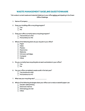 Fillable Online Waste Management Baseline Questionnaire - GreenPSF ...