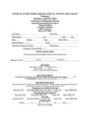 Fillable Online Tinman Triathlon Olympic Entry Form - Pickle Events Fax ...