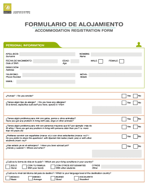 Fillable Online comune massamarittima gr FORMULARIO DE ALOJAMIENTO ...