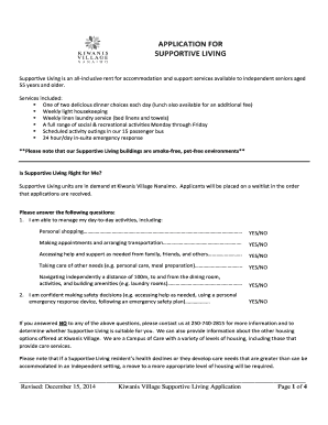 Fillable Online kiwanisvillage Supportive Living Application Form Fax ...