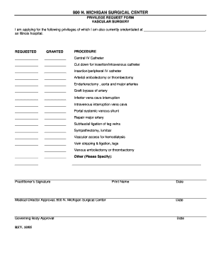 Fillable Online PRIVILEGE REQUEST FORM REQUESTED GRANTED PROCEDURE Fax ...