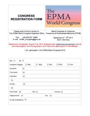 Fillable Online epmanet Congress registration bformb - EPMA Fax Email ...