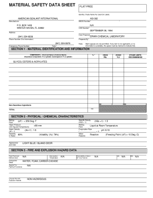 Fillable Online MATERIAL SAFETY DATA SHEET FLAT FREE Fax Email Print ...