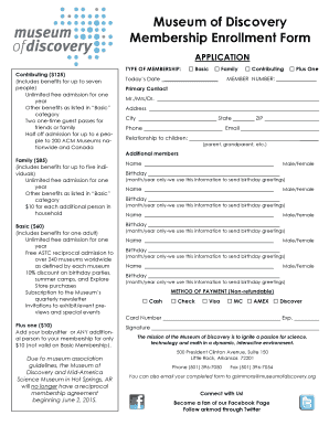 Fillable Online museumofdiscovery Museum of Discovery Membership ...
