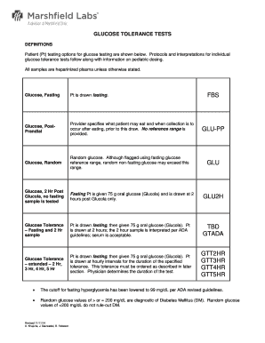 Fillable Online GLUCOSE TOLERANCE TESTS Fax Email Print - pdfFiller