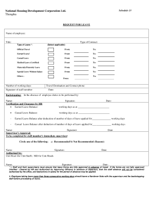 Fillable Online nhdcl Leave Form - nhdcl Fax Email Print - pdfFiller