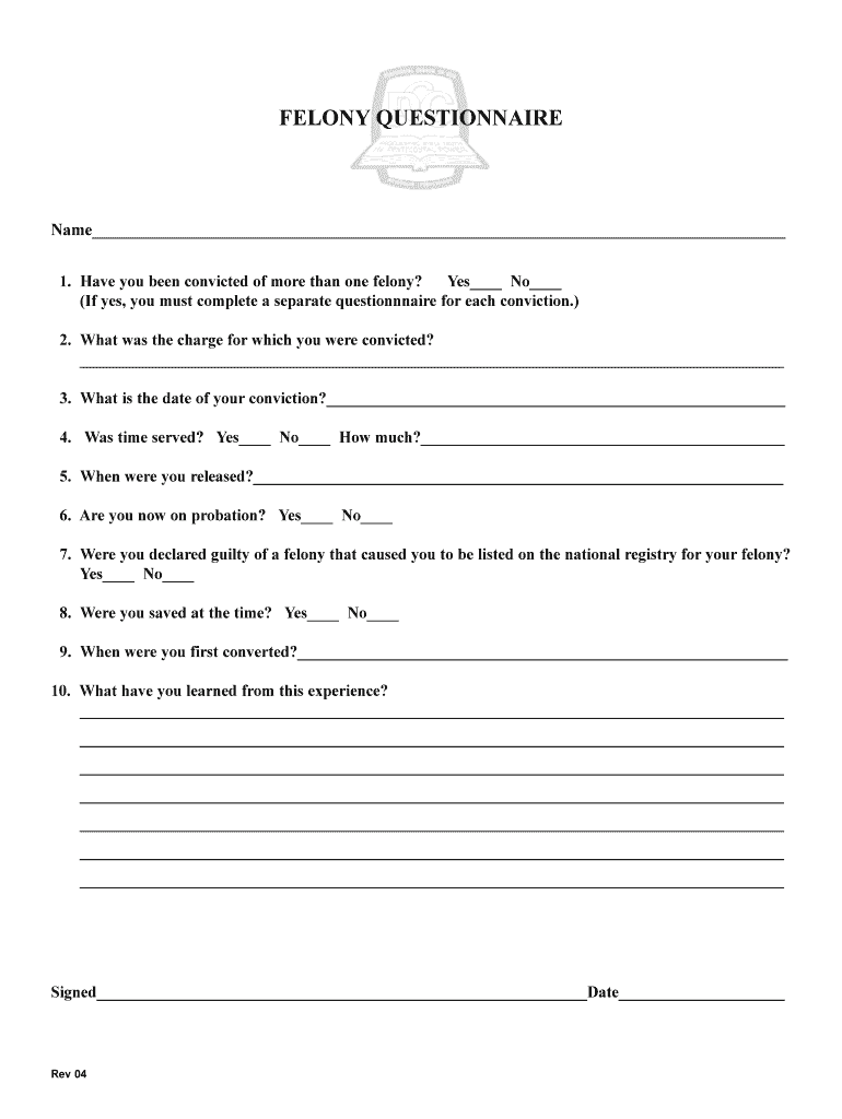 Fillable Online Felony Questionnaire.qxd - PNWPCG Fax Email Print ...