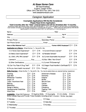 Fillable Online CareGiver Application 7.09.doc Fax Email Print - pdfFiller