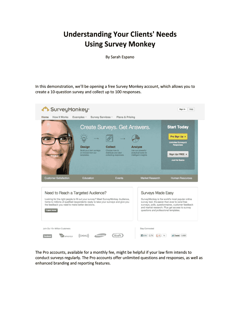 Fillable Online U Underst U anding sing Su Your C rvey M Clients' N Monkey Needs Fax Email Print ...