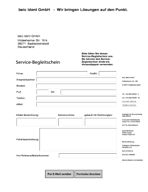Ausfüllbar Online beic-ident Service-Begleitschein aus Sie knnen den ...