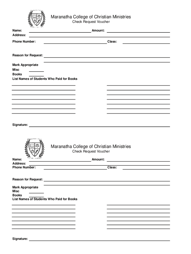 Fillable Online Check Request Voucher Form.xls Fax Email Print - pdfFiller