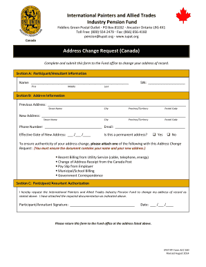 Fillable Online iupat IUPAT bAddress Change Requestb Canada - iupat Fax ...