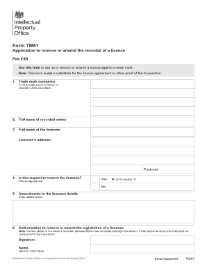 Fillable Online Form TM51 Application to remove or amend the recordal ...