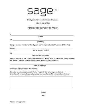 Fillable Online sage-au org Bformb of bappointmentb of proxy - SAGE-AU Fax Email Print - pdfFiller