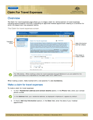 Fillable Online myaccount dva gov DVA MyAccount bClaimb for Travel ...