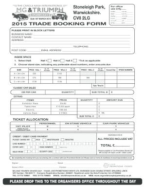 Fillable Online mgandtriumphsparesday co Stoneleigh Park, Warwickshire ...