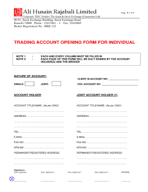 Fillable Online ahrl TRADING ACCOUNT OPENING FORM FOR INDIVIDUAL - ahrl ...