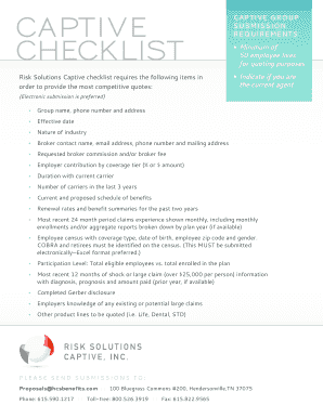 Fillable Online Captive CHeCKLiSt - bhcsbenefitsbbcomb Fax Email Print ...