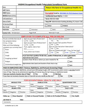 Fillable Online Annual Tuberculosis Screening bFormb - VA San Diego ...