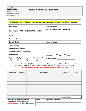 Fillable Online Mocon Spare Parts Order Form Fax Email Print - pdfFiller