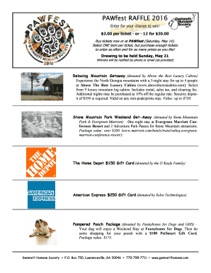 Fillable Online 2016 PAWfest Raffle flyer Fax Email Print - pdfFiller