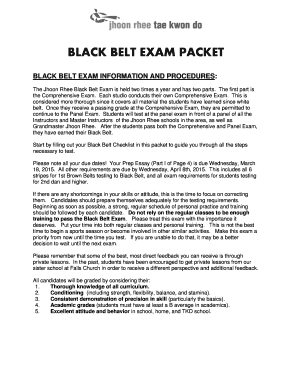 Fillable Online BLACK BELT EXAM INFORMATION AND PROCEDURES Fax Email ...