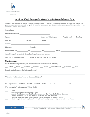 Fillable Online inspiringmindsyouth Inspiring Minds Summer Enrichment ...