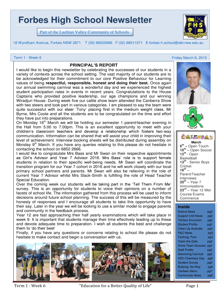 Fillable Online forbes-h schools nsw edu Forbes High School Newsletter ...