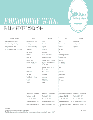 Fillable Online EMBROIDERY GUIDE Fax Email Print - pdfFiller