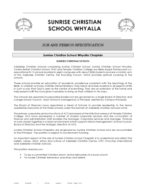 Fillable Online SCHOOL WHYALLA - bSunriseb Christian School Fax Email Print - pdfFiller