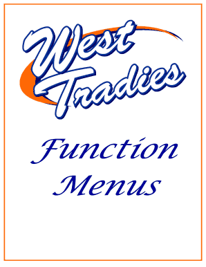 Fillable Online New West Tradies Function Menus 3012 Fax Email Print ...
