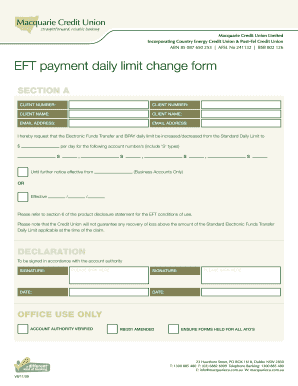 Fillable Online EFT payment daily limit change form Fax Email Print ...