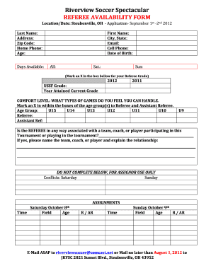 Fillable Online 2012 Referee Application - bJKYSCb Fax Email Print ...