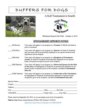 Fillable Online highsierraanimalrescue DUFFERS FOR DOGS ...