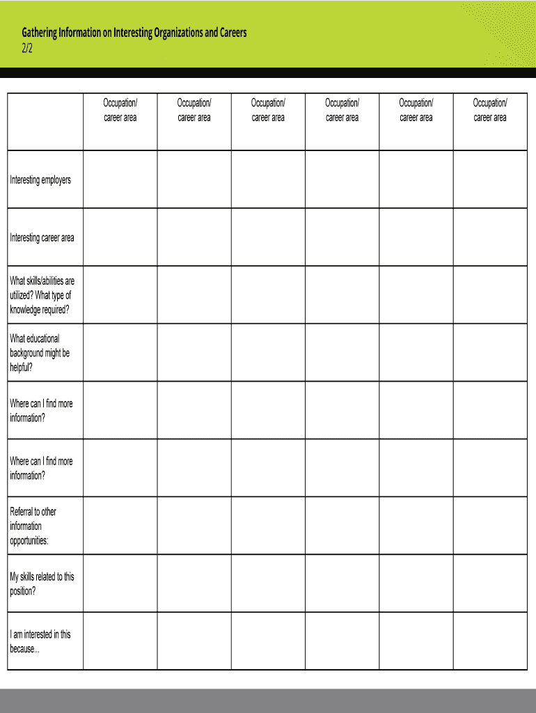 Fillable Online studentintegration Gathering Information on Interesting ...