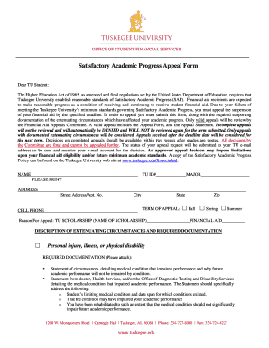 Fillable Online tuskegee Financial aid recipients are expected to make ...