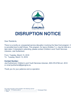 Fillable Online georginalibrary DISRUPTION NOTICE - georginalibraryca ...