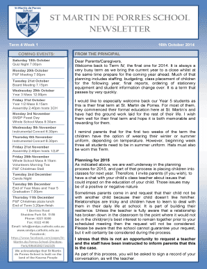 Fillable Online smdps catholic edu Saturday 18th October - smdps ...