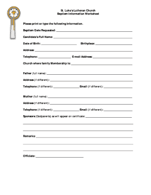 Fillable Online st-lukes-la-mesa BStb Lukes Lutheran Church Baptism ...