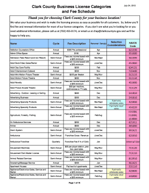 Fillable Online Clark County Business License Categories Fax Email ...