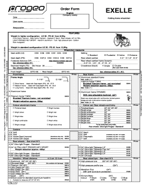 Fillable Online ORDER FORM - EXELLE - Progeo Fax Email Print - pdfFiller