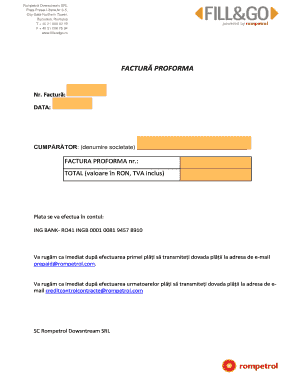 Fillable Online rompetrol 3 Formular factura proforma SE ...
