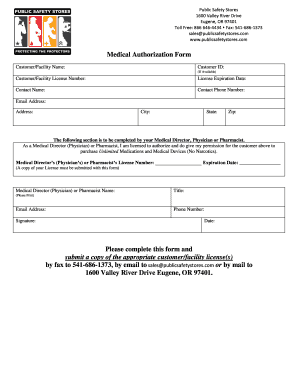 Fillable Online RX Authorization bFormb - Public Safety Stores Fax ...