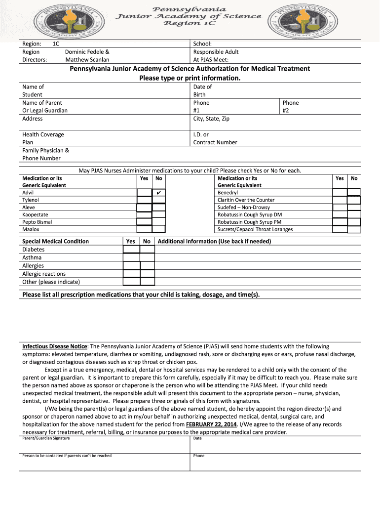 Fillable Online crsd PJAS Regional Medical Form.pdf - crsd Fax Email ...