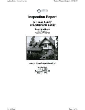 Fillable Online Sample Inspection Report - Ashco Home Inspections, Inc. Fax Email Print - pdfFiller