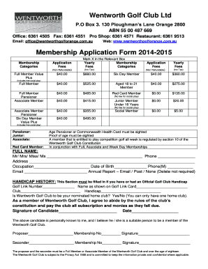 Fillable Online Wentworth Golf Club Ltd Fax Email Print - pdfFiller