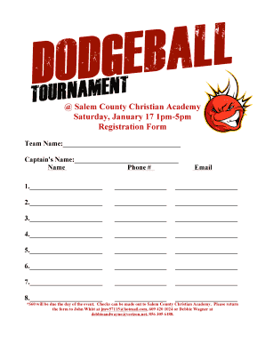 Fillable Online sccanj Dodgeball Registration Form - bsccanjbborgb Fax ...